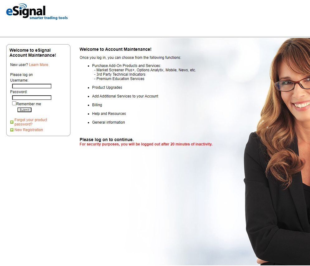 Account Maintenance - Overview – eSignal Knowledge Base